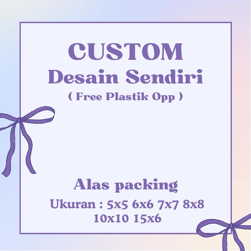 Jual (50pcs) Custom Design Sendiri/Alas packing custom free plastik opp ...