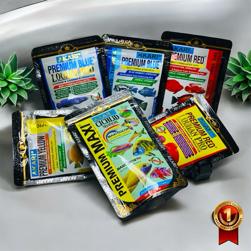 Jual PELET AKARI PREMIUM MAXI BLUE YELLOW RED LOUHAN PRO CHICHLID 100g ...