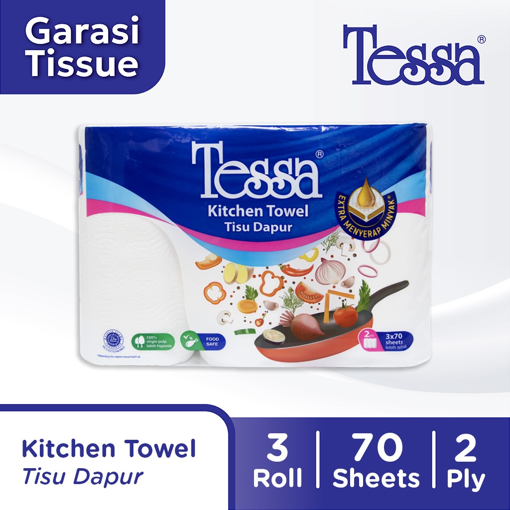 Jual 1 Pack TESSA Tissue Kitchen Towel ( Tisu Dapur ) 3 Roll x 70 ...