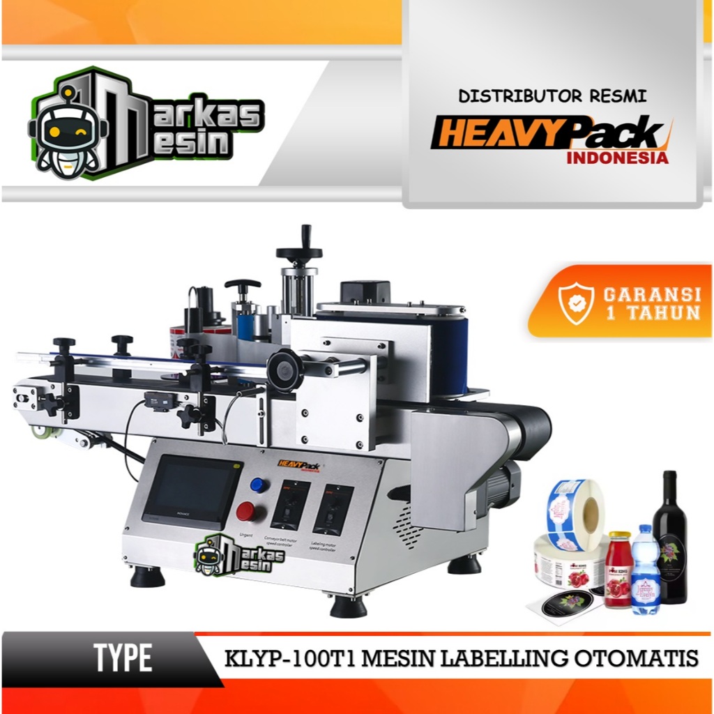 Jual Mesin Label Stiker Botol Otomatis HEAVYPACK KLYP-100T1 Belt Model ...