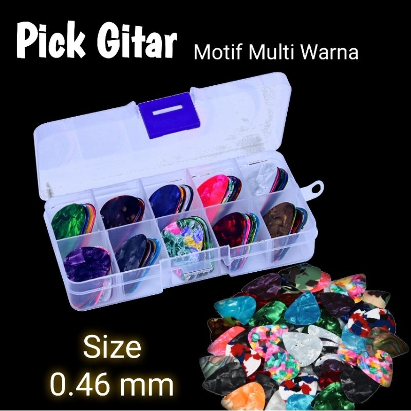 Jual Pick Gitar Ukuran 0.46mm Motif Multi Warna isi 10 - 30 Pcs ...
