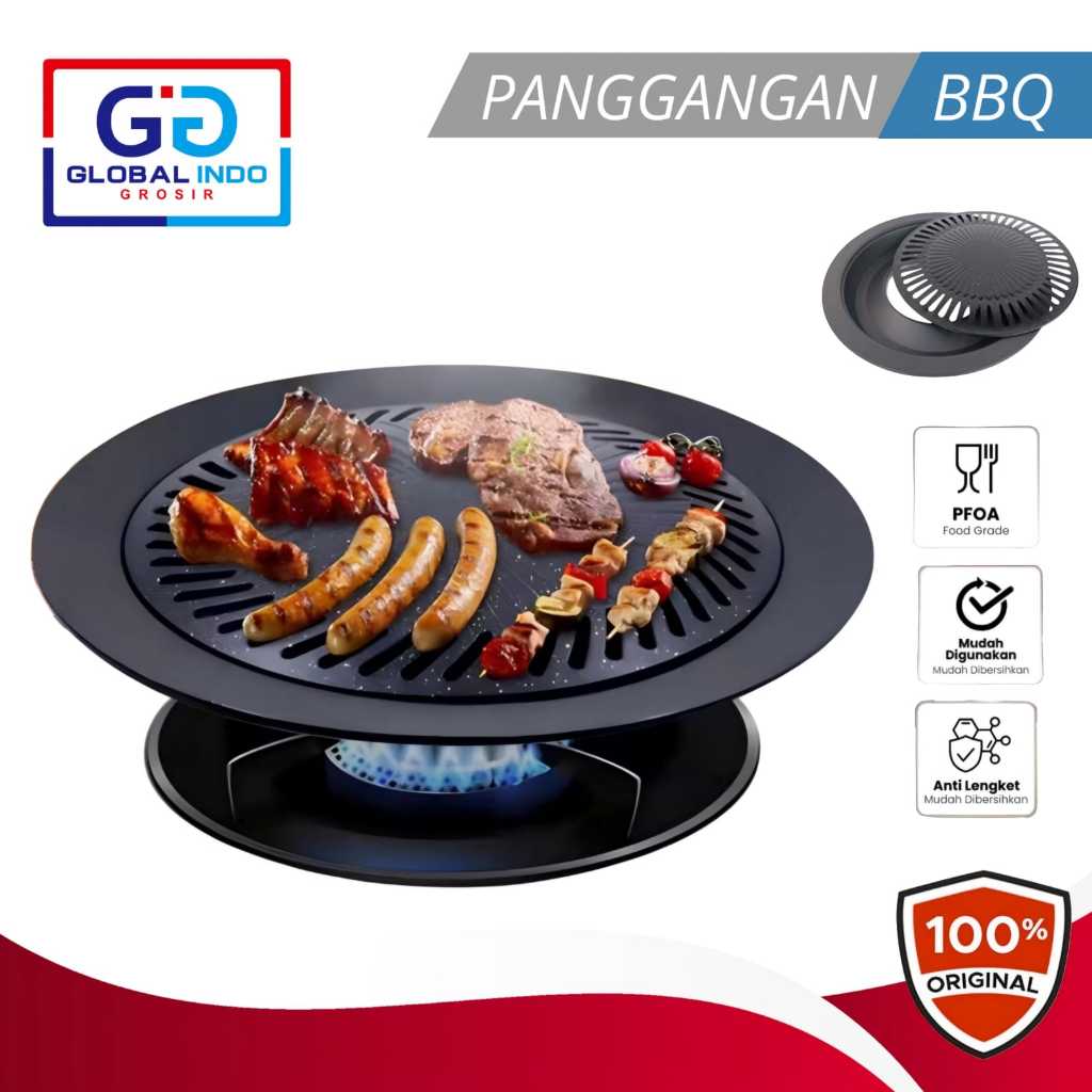 Jual Panggangan BBQ Bulat 32 Cm Alat Panggang Grill Anti Lengket panas merata ultra grill Smoke ...