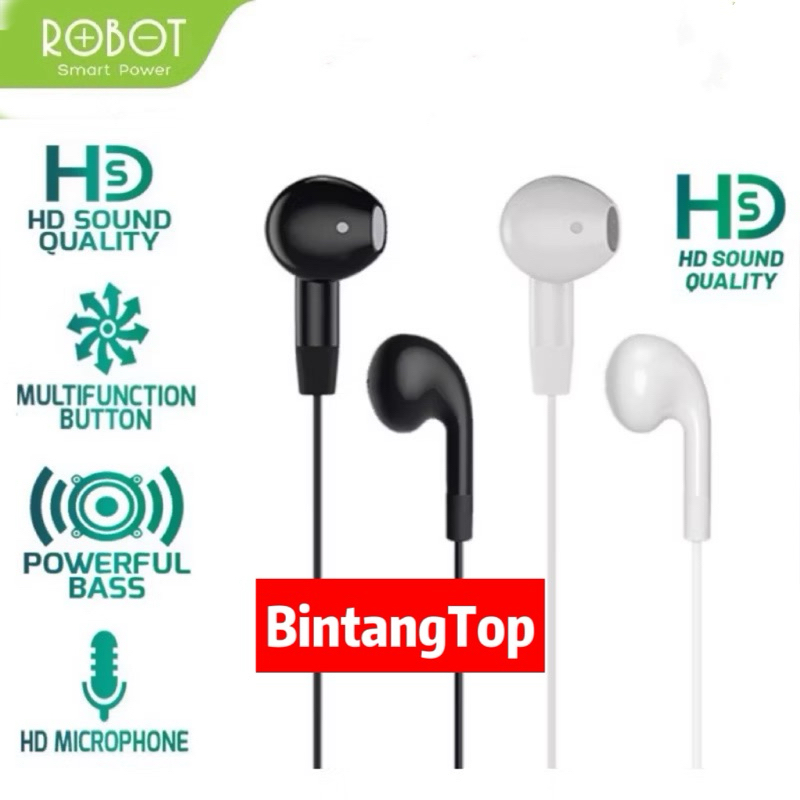 Jual ROBOT RE50 RE20E / headset handsfree earphones ROBOT RE50 with MIC ...