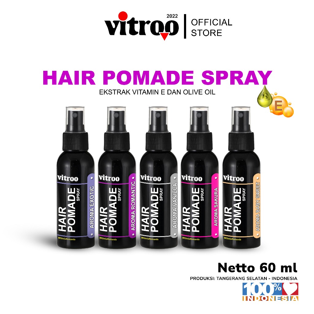 Jual Vitroo Hair Pomade Spray Pomed Rambut Semprot Waterbase Minyak ...