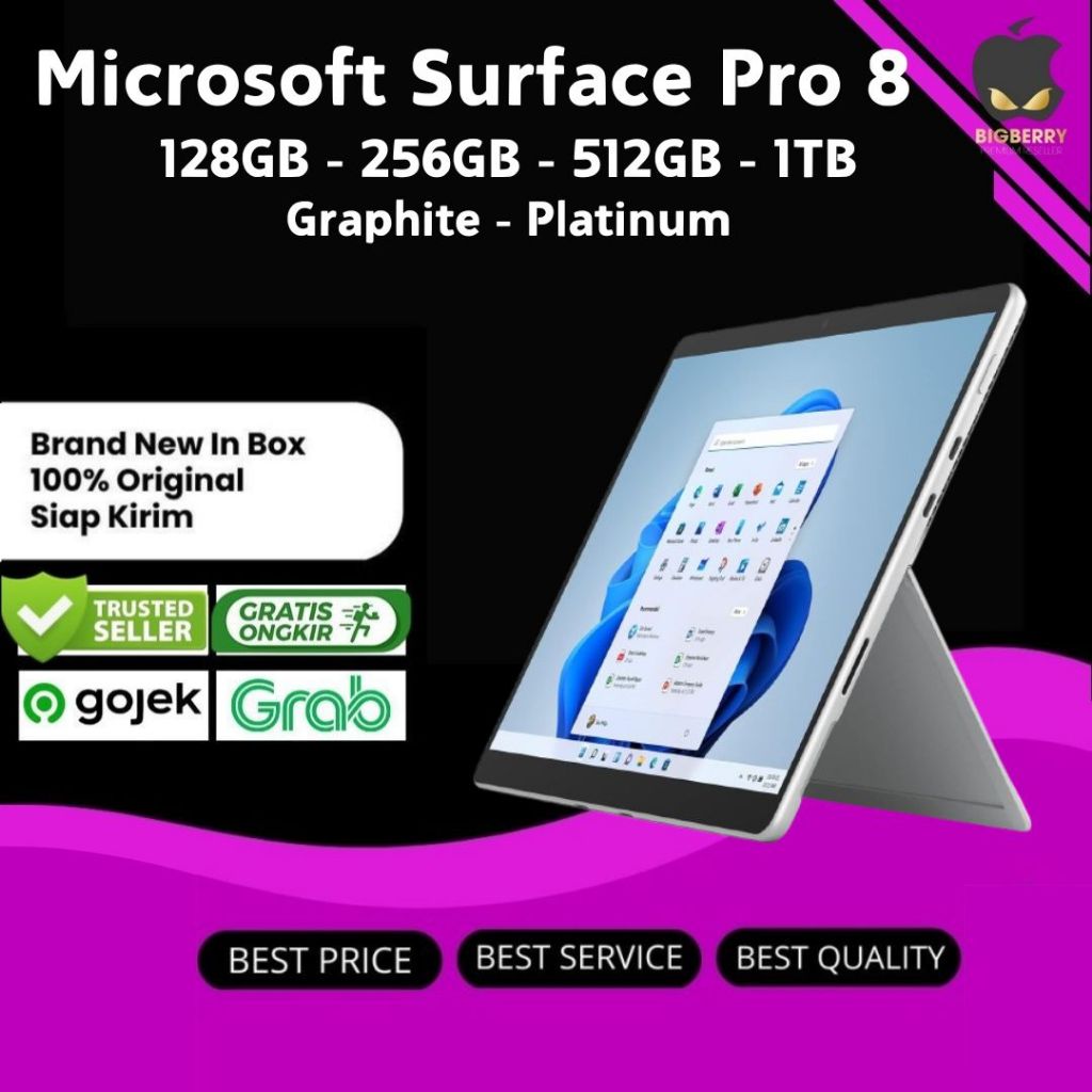 Jual Microsoft Surface Pro 8 Gen 11 i5 i7 8GB 16GB 128GB 256GB 512GB ...