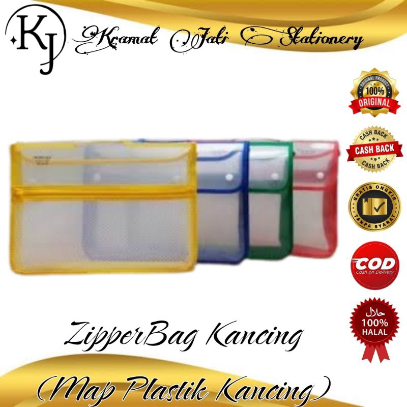 Jual Zipper Bag Kancing/Map Plastik Kancing Folio (1 Pcs) | Shopee ...
