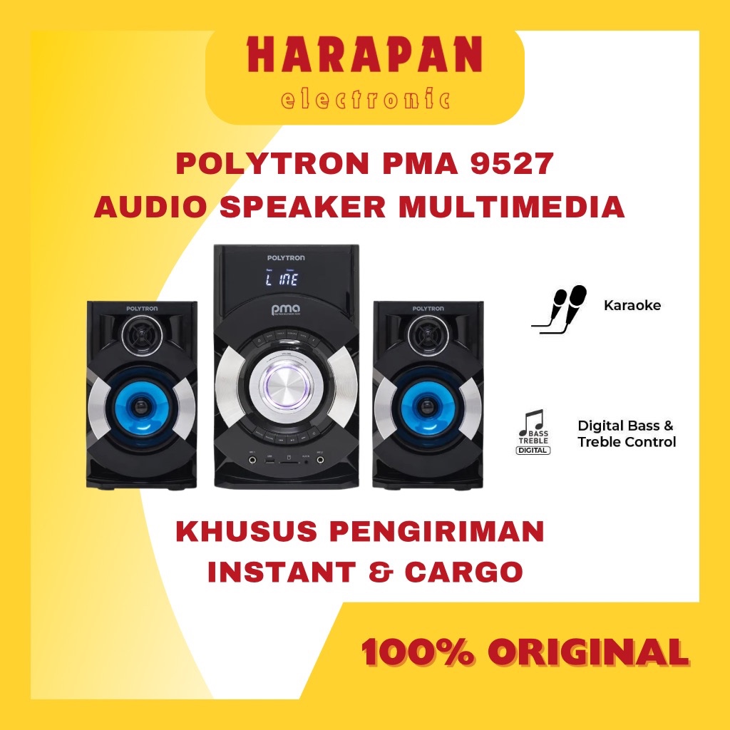 Jual POLYTRON SPEAKER AUDIO PMA 9527 / POLITRON PMA9507 SUPER BASS BLUETOOTH FM RADIO GARANSI ...