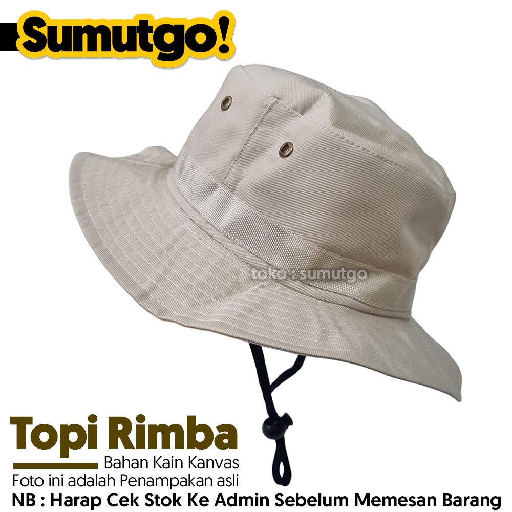 Jual Topi Rimba Bahan Kanvas Polos warna Krem Cream / Topi Gunung ...