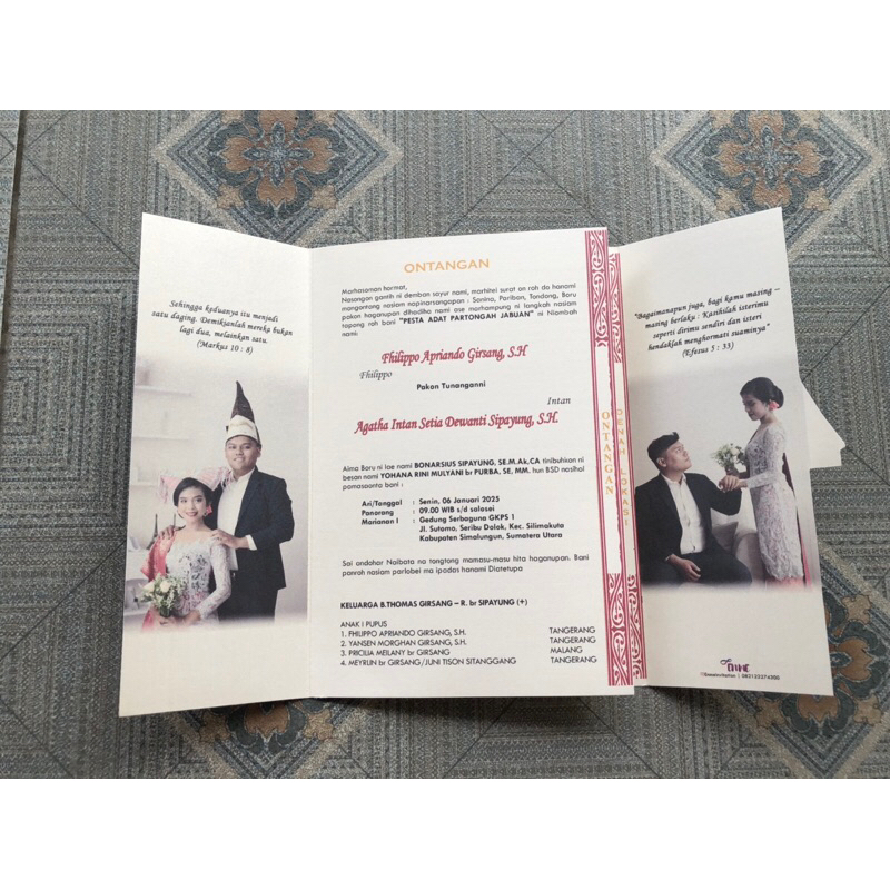 Jual Undangan Batak Modern, Toba, Simalungun, sulang sulang pahompu ...
