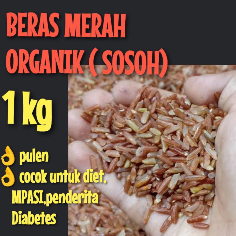 Jual beras merah sosoh organik(beras pink) kemasan 1kg | Shopee Indonesia