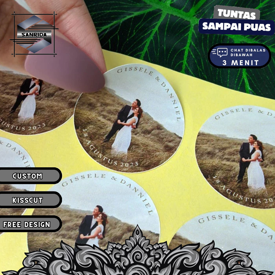 Jual 5-8 Sanrida Sticker Wedding Souvenir Stiker Pernikahan Custom ...