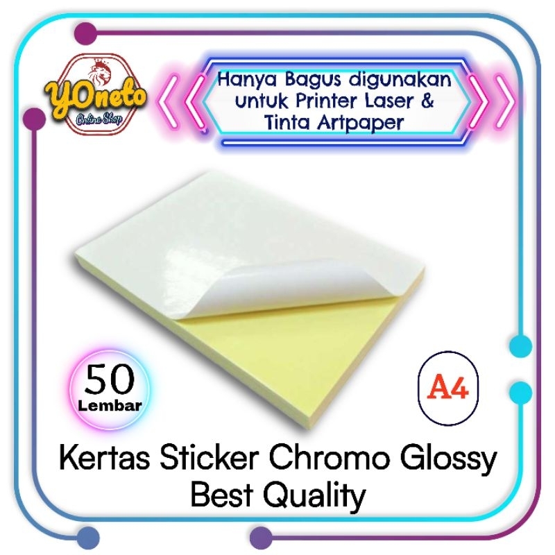 Jual Sticker Chromo Glossy / Kertas Sticker Glossy A4/50 Lembar ...