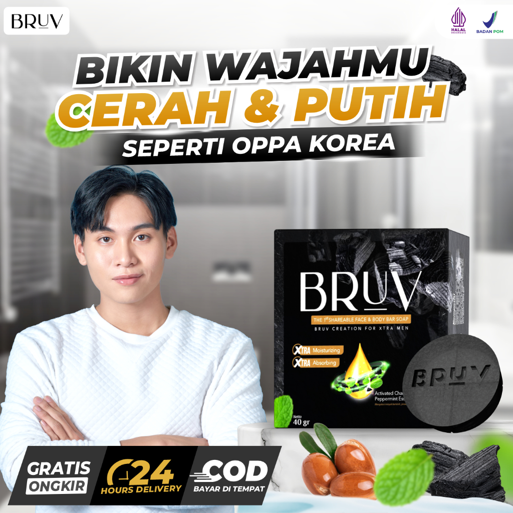 Jual BRUV For Men - 3 Pcs Sabun Cuci Muka Pria Brightening Acne Soap ...