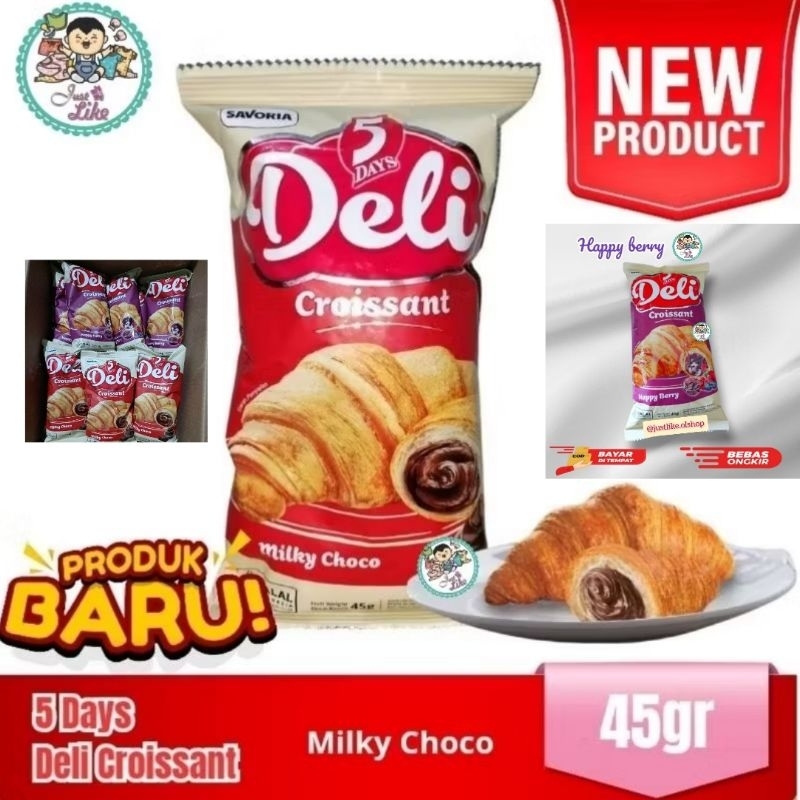 Jual 5 Days DELI Croissant Ecer Roti Kroisan 45gr. rasa Milky Choco ...