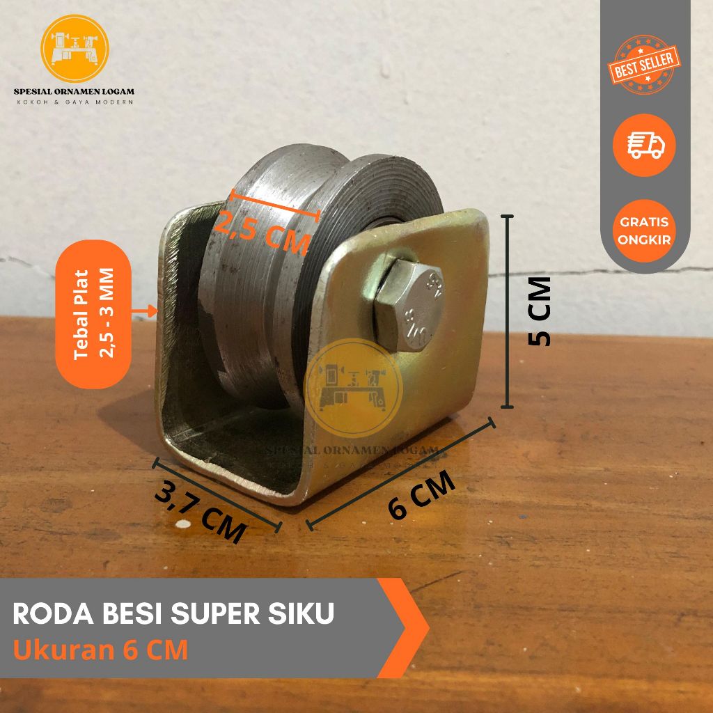 Jual Roda Pagar Besi Super Bentuk Siku Ukuran 6 CM Warna Stainles ...