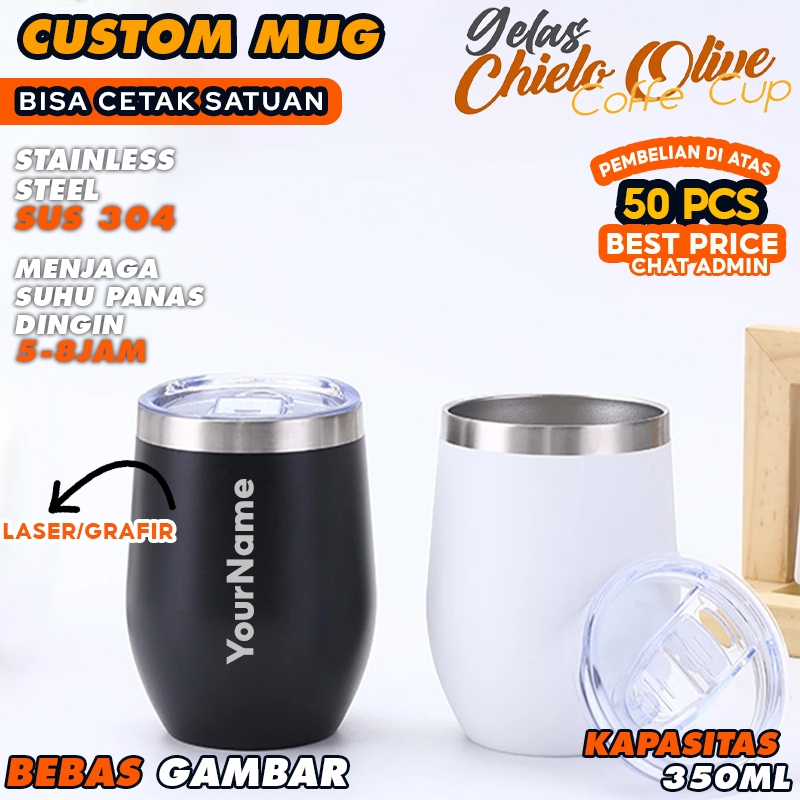 Jual Gelas Chielo Olive eggo coffee travel cup 350ml / Eggshell coffee mug | Shopee Indonesia