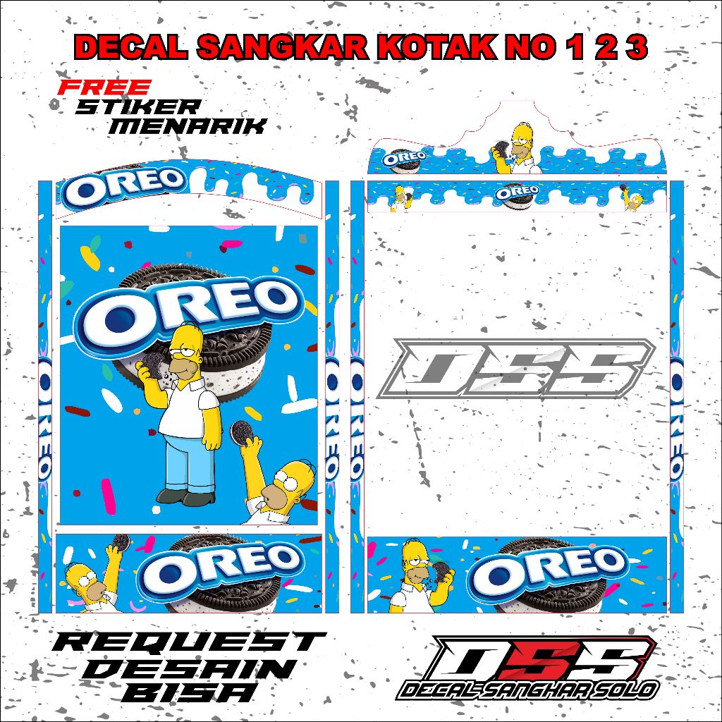 Jual DECAL SANGKAR BURUNG KOTAK MOTIF OREO THE SIMPSONS NO 1 2 3 ...
