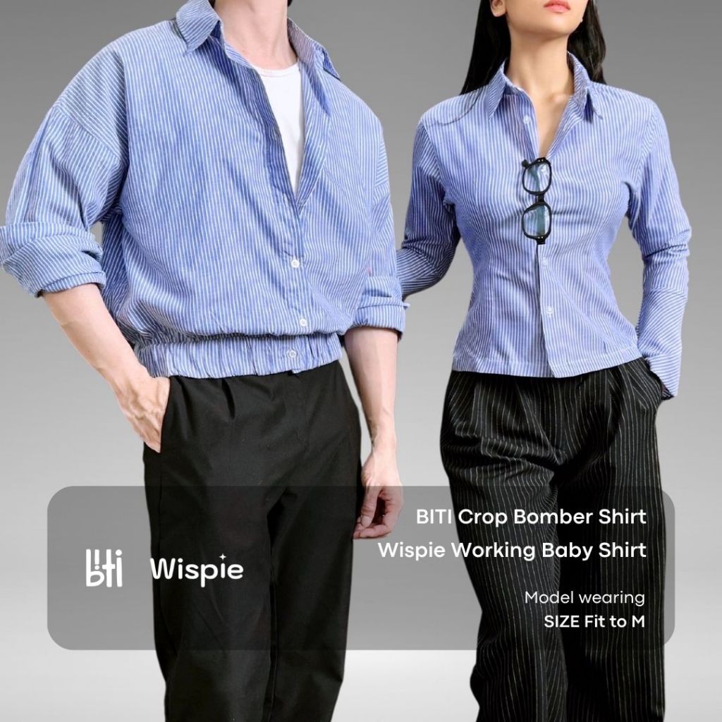Jual WISPIE X BITI Working Couple Shirt | Kemeja Wanita Pria pinstripe ...