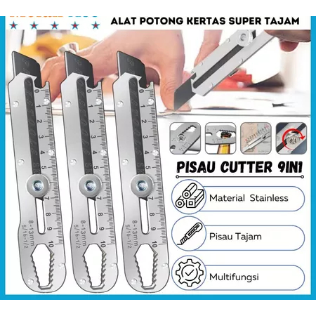 Jual Pisau Cutter Stainless Besar 9in1 Super Tajam Tahan Karat ...