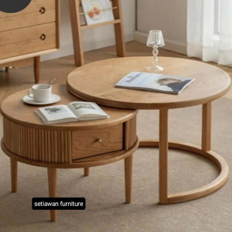 Jual Meja Tamu Minimalis Modern Kayu Jati - Set Meja Bulat Ruang Tamu ...