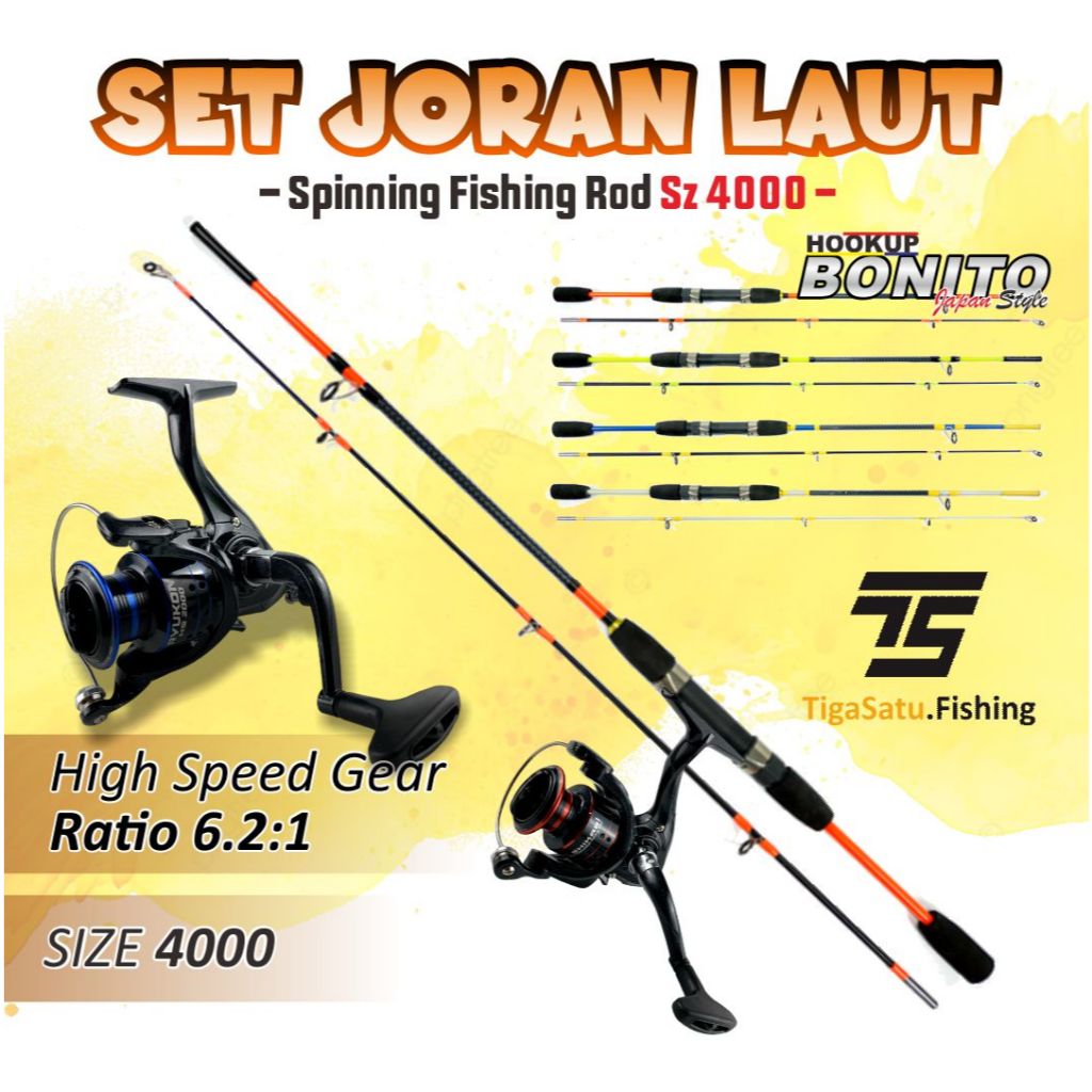 Jual Satu Set Joran Pancing Laut Japan Style Max Drag 16kg dan Reel 4000 6000 1 Set Lengkap ...