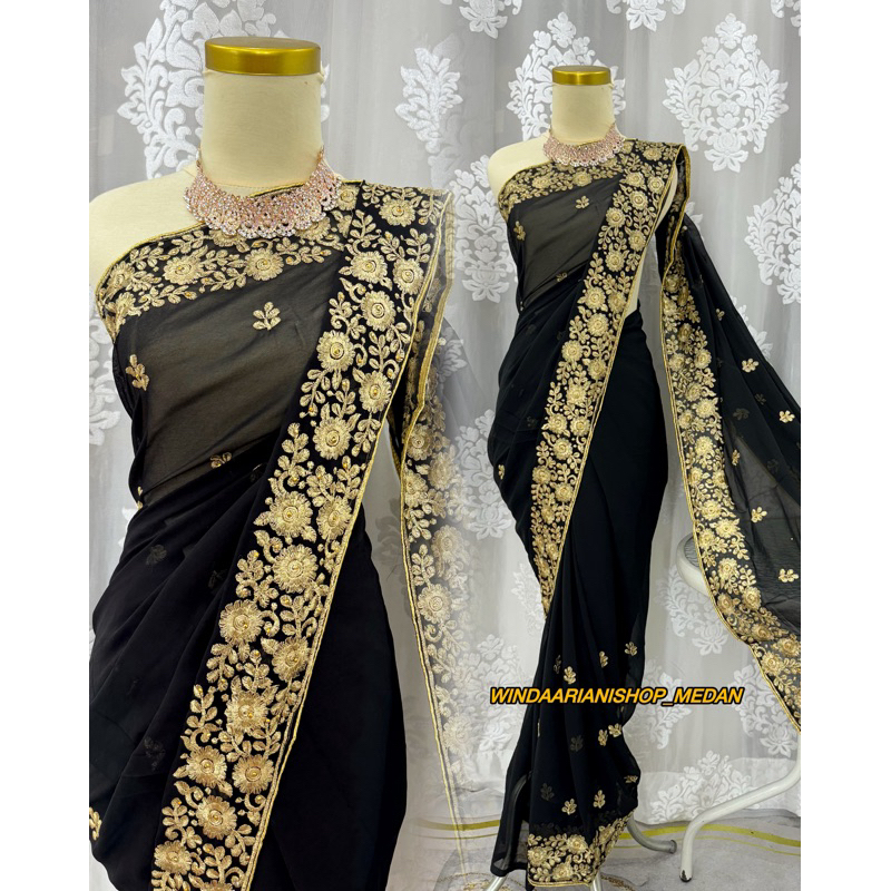 Jual [KOLEKSI SARI INDIA WARNA ITAM GOLD ]| SARI INDIA ORIGINAL ...