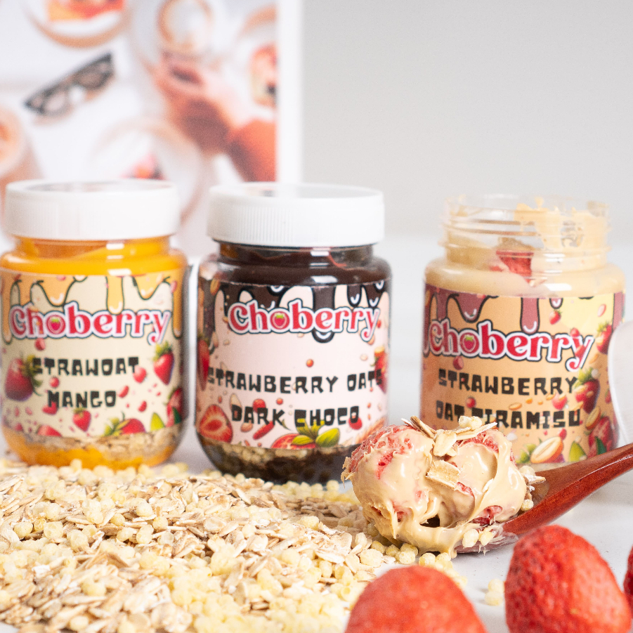 Jual Choberry StrawOats Freeze Dried Strawberry mix Rolled Oats dengan ...