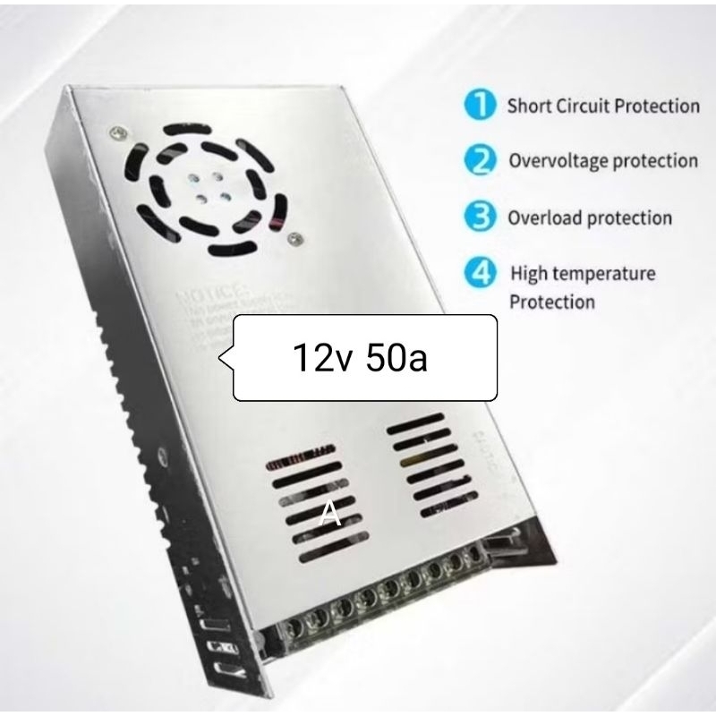 Jual Switching Power Supply PSU 12V 50A High Quality, 12 Volt 50 Ampera Cooling Fan | Shopee ...