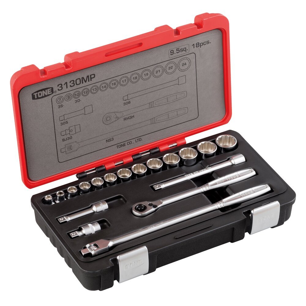 Jual TONE Socket Wrench Set Sq. Dr. 9.5mm 18pcs 3130MP | Shopee Indonesia