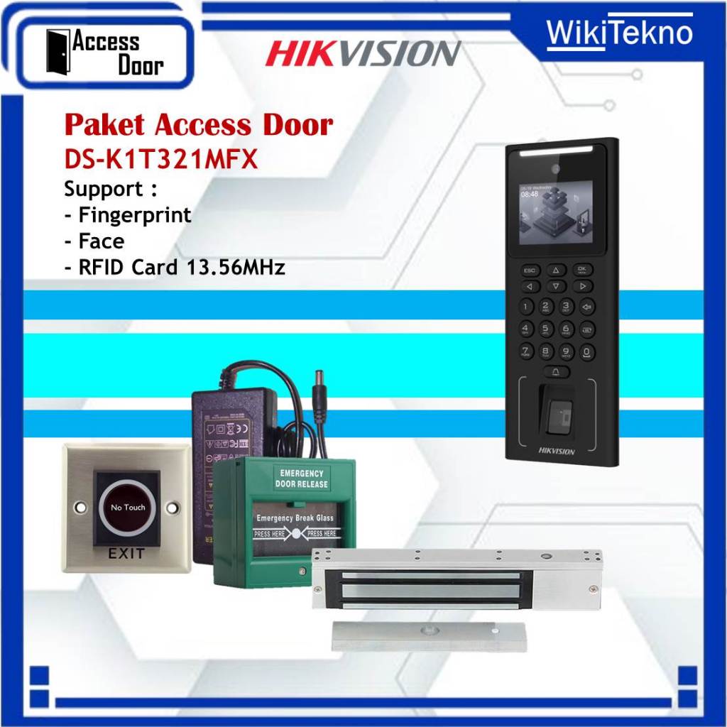 Jual Paket Access Door Hikvision DS-K1T321MFX Face Fingerprint RFID 13 ...