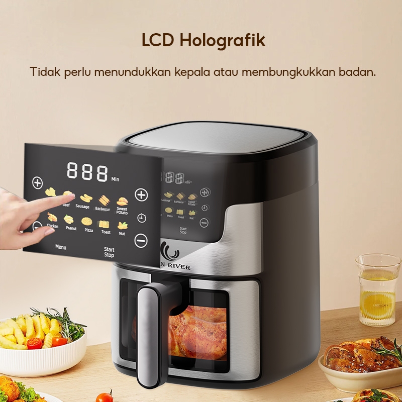 Jual HAN RIVER Air Fryer 650W Touch Screen Digital kapasitas besar 8L ...