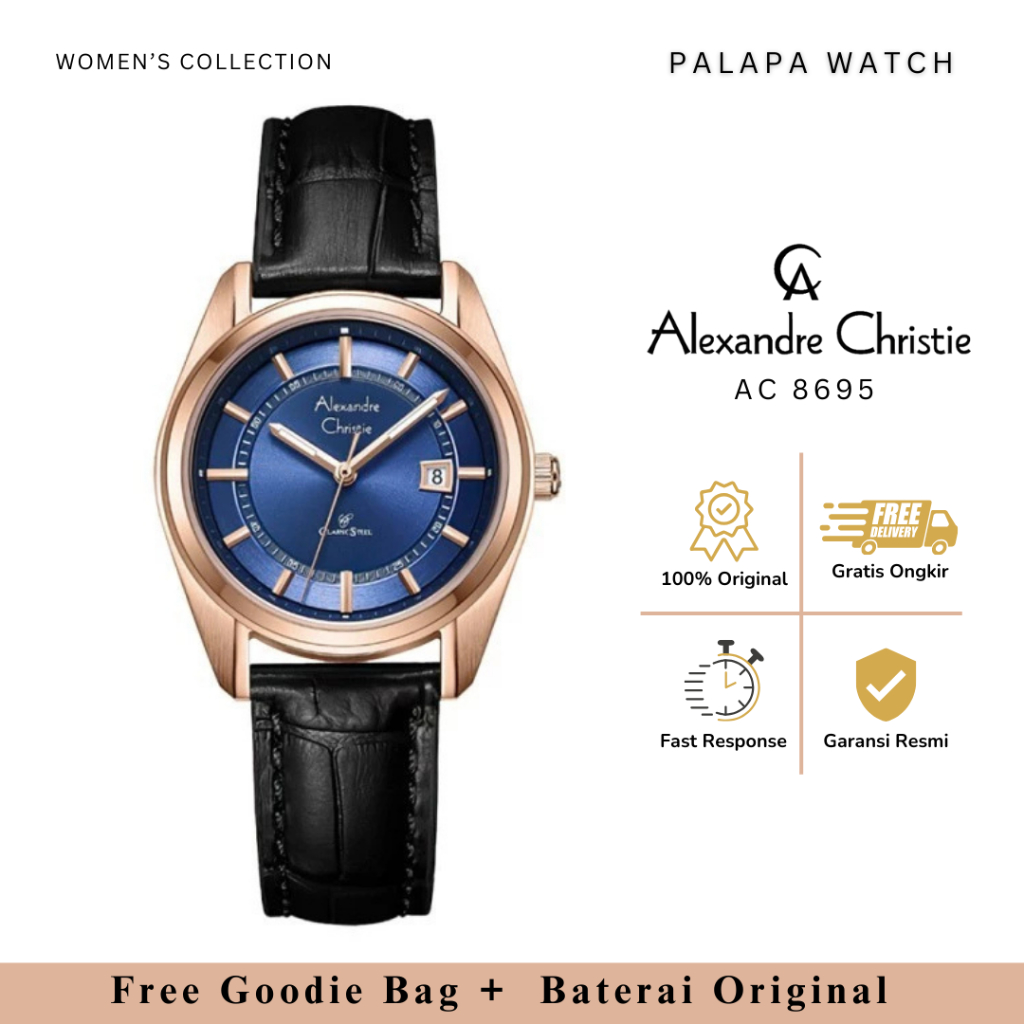 Jual Jam Tangan Wanita Alexandre Christie AC 8695 / AC8695 Leather ...