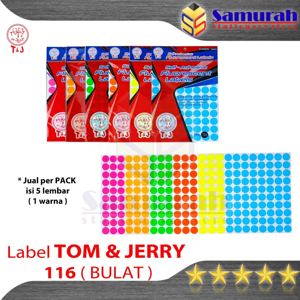 Jual Label Stiker Tom & Jerry TJ 116 Diameter 19 mm / Sticker Bulat ...