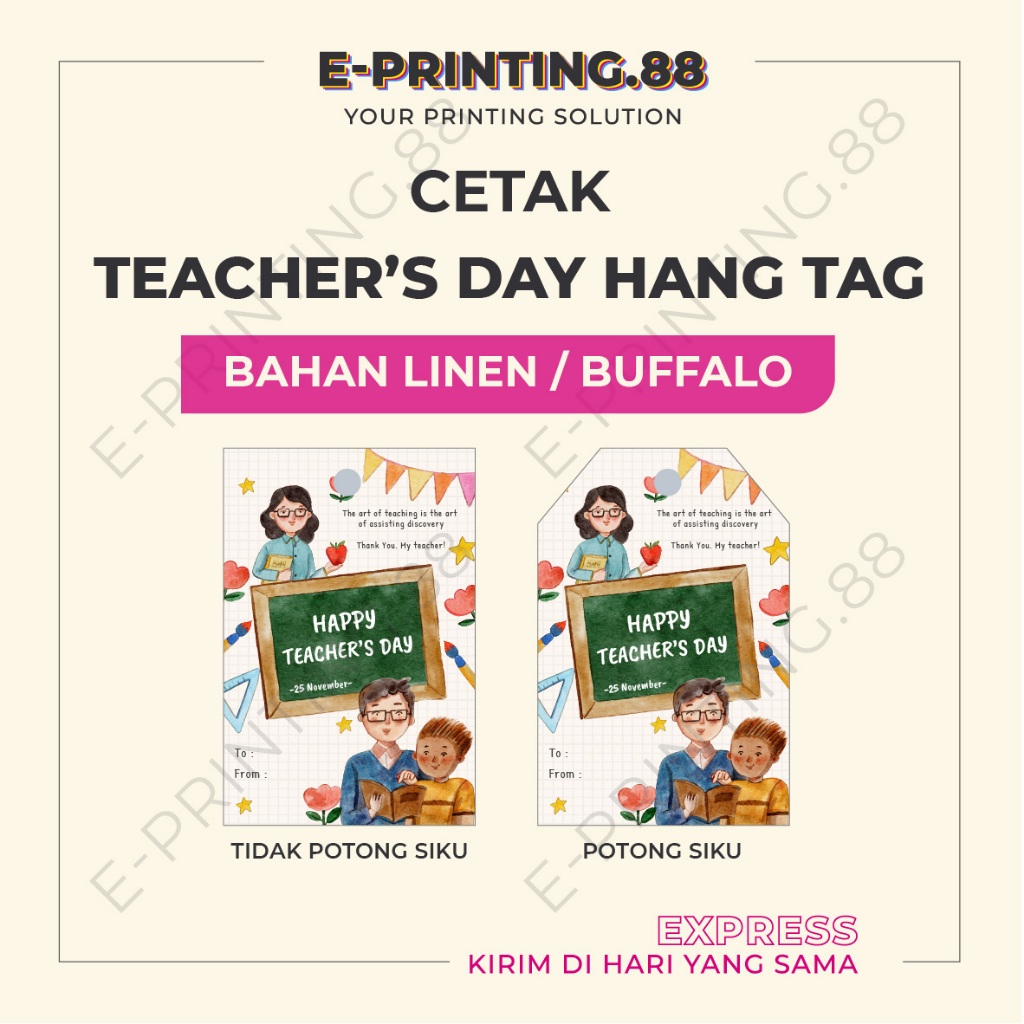 Jual Teachers Day Hari Guru Hang Tag Custom Desain Ukuran Teacher's Day ...