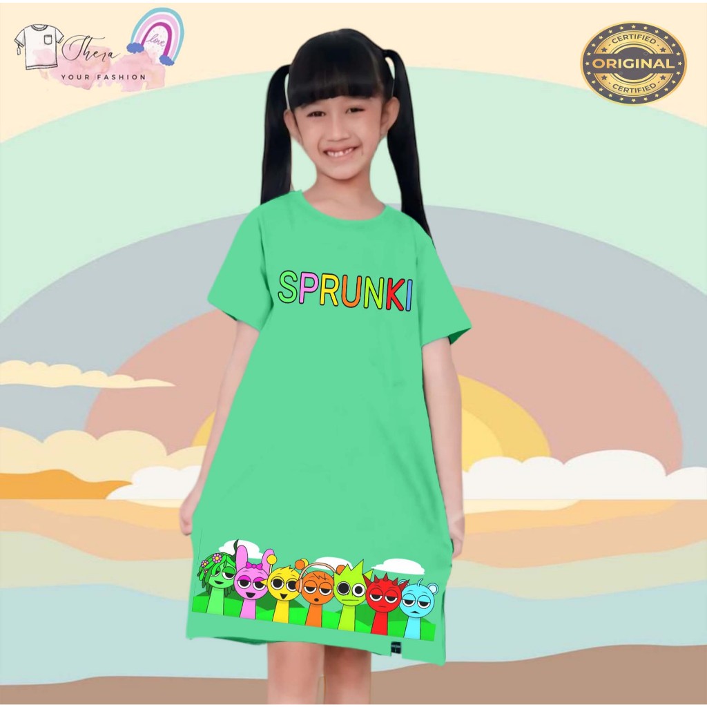 Jual Tunik Dress Anak Motif Sprungki Free Nama Bahan Premium | Shopee ...