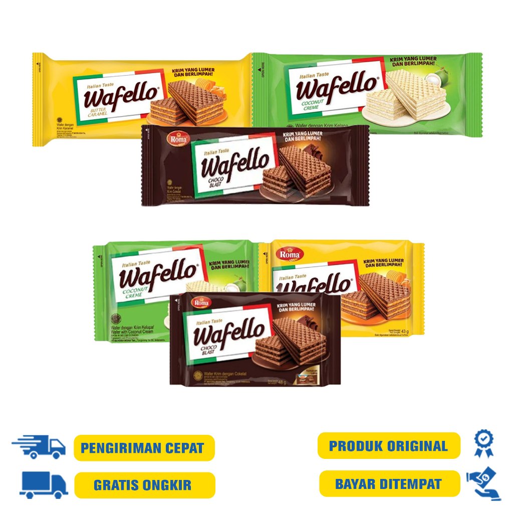 Jual Wafello Roma Wafer 43 | 96 G.R - Choco Blast | Butter Caramel ...