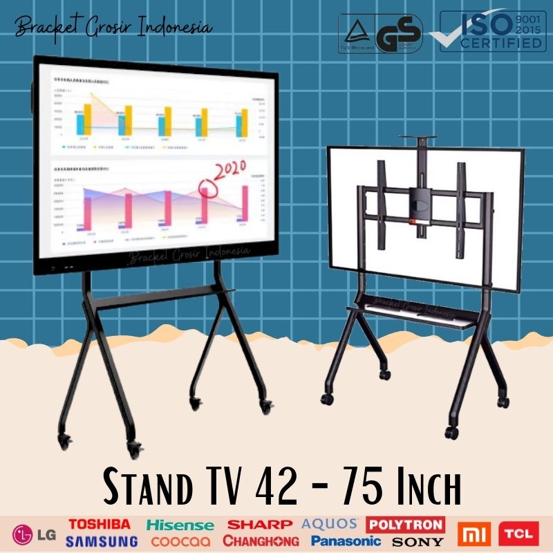 Jual Stand TV 42 43 50 55 60 65 70 75 Inch Universal | Standing TV ...