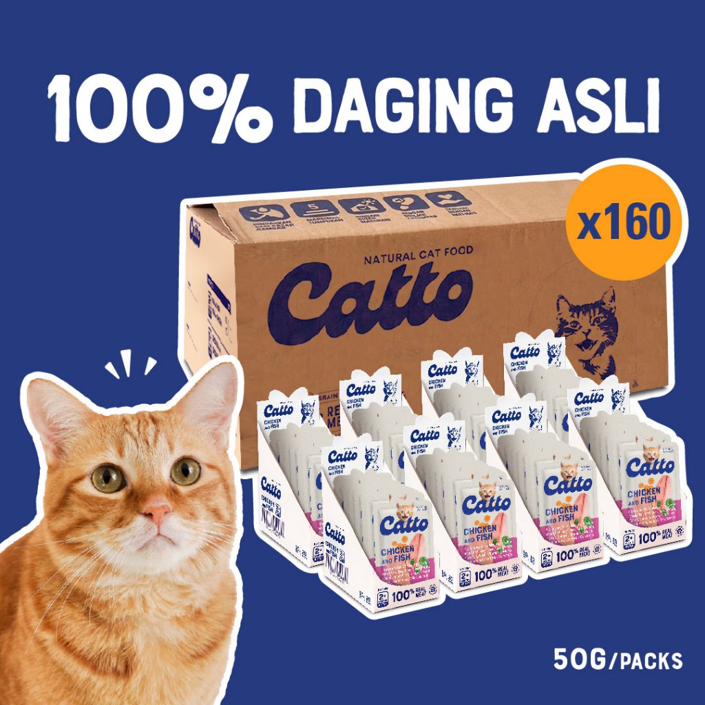 Jual Catto Cat Food - Carton Kitten Chicken and Fish 50gr x 160 pcs ...
