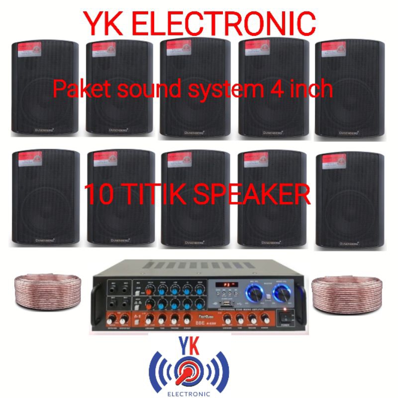 Jual paket sound system cafe kantor sekolah 10 titik speaker 4 inch ...