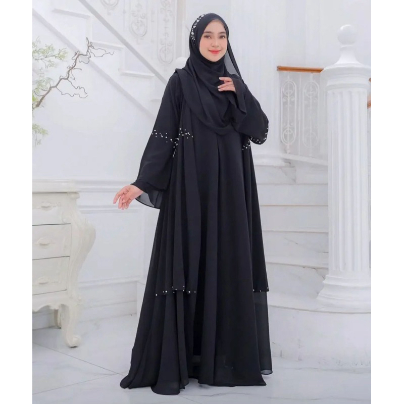 Jual Abaya terbaru 2025 abaya ceruty babydoll aplikasi payet mutiara abaya wanita muslimah ...