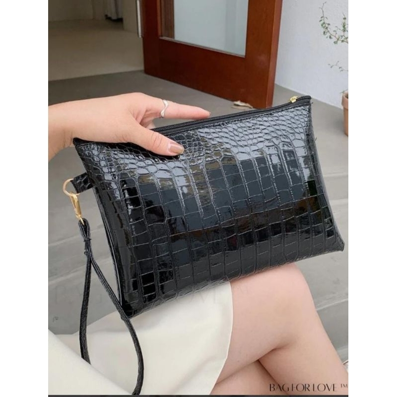 Jual TAS CLUTCH CROCO Glossy pria dan wanita Tas tangan pouch model ...