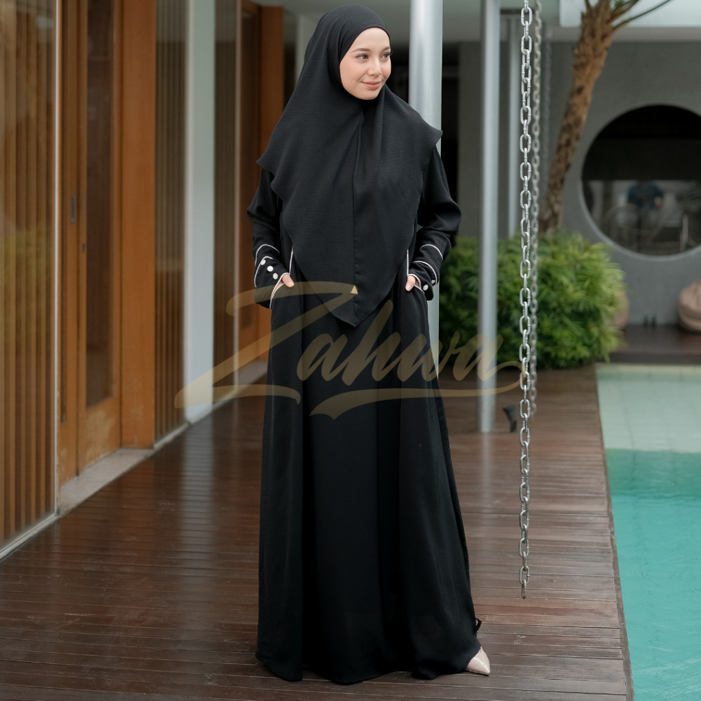 Jual Zahwa Official - Husna Dress Gamis Abaya Premium Set Kimar Bergo ...