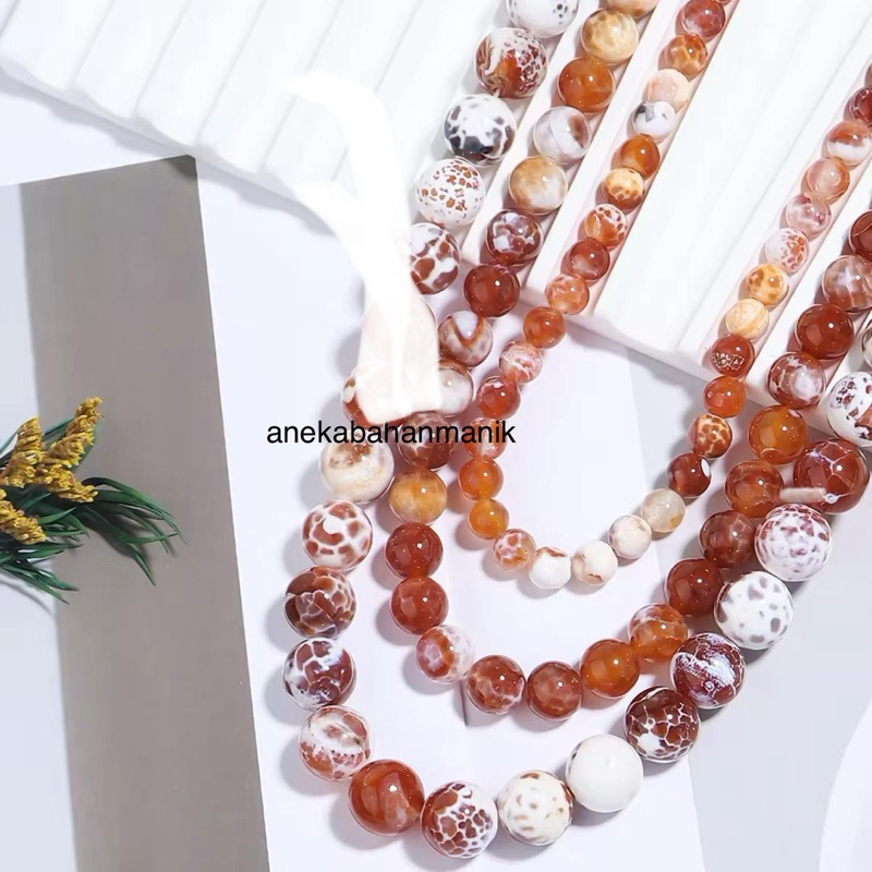 Jual Manik Batu Alam Red Ice Flower Fire Agate | Shopee Indonesia