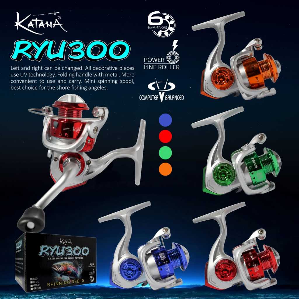 Jual Reel Pancing Katana Mini Ryu 300 dengan 6 Ball Bearing Spool ...