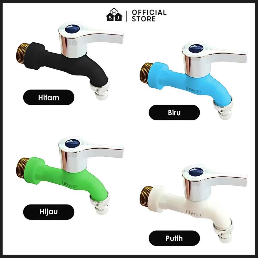 Jual Kran Air 1/2" PVC Jumbo / Kran drat kuningan Engkol Honxi / Kran ...