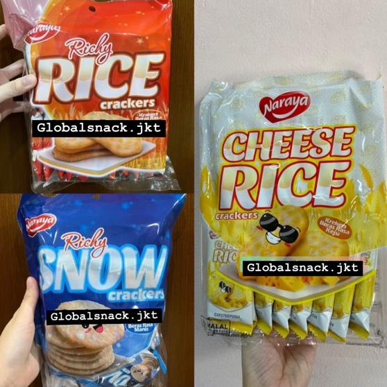 Jual NARAYA RICHY RICE CRACKERS / RICHY SNOW CRACKERS / CHEESE CORN ...