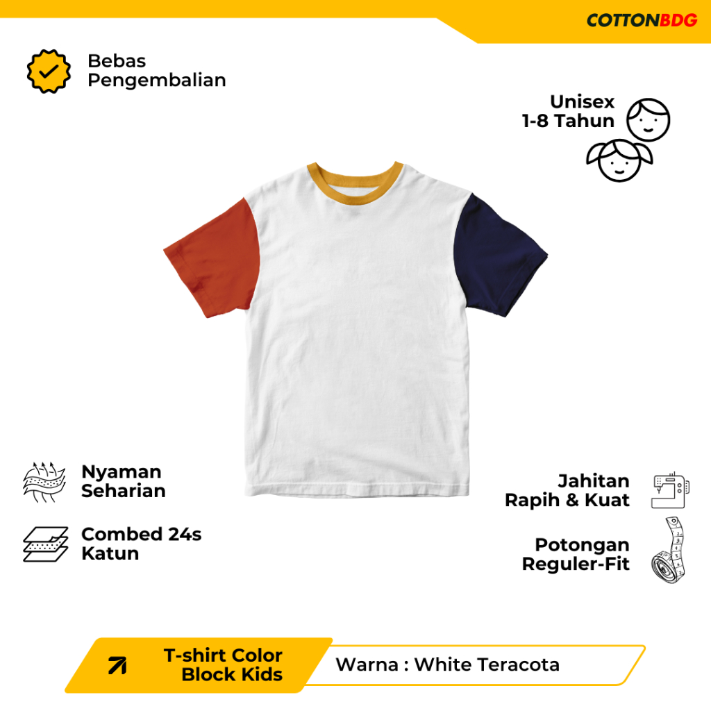 Jual 𝐂𝐨𝐭𝐭𝐨𝐧𝐛𝐝𝐠 Baju Kaos Anak Kombinasi Tri Color Block Polos Warna ...