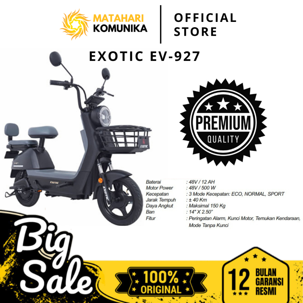 Jual Sepeda Listrik Exotic EV-927 Electric Bike 500Watt Dapat Keranjang ...