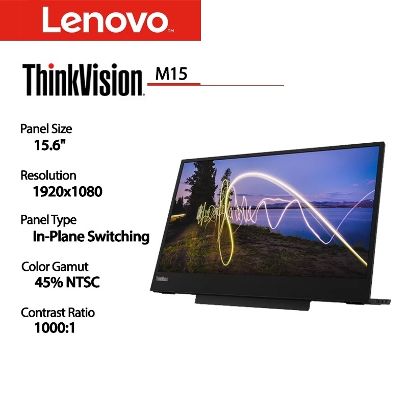 Jual Lenovo Monitor ThinkVision Mobile M15 USB-C 15.6" 60Hz 1920x1080 ...