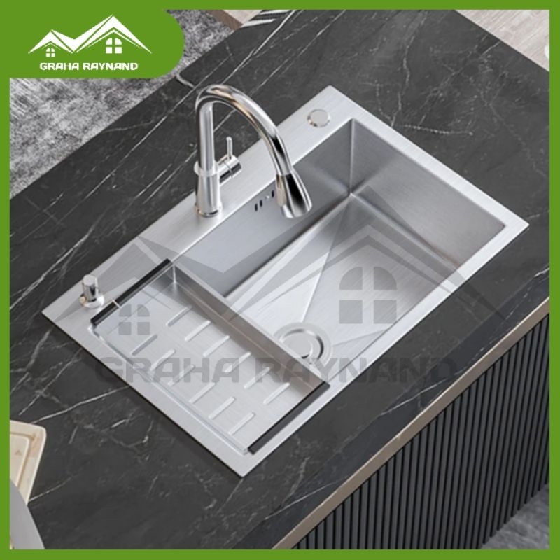 Jual Paket Kitchen Sink 1 Lubang Silver Edition | Ukuran 52 cm × 43 cm ...